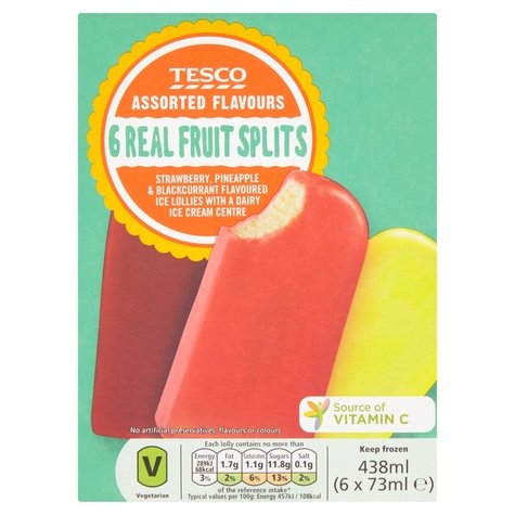 Tesco Real Fruit Splits 6X73Ml - Choithrams UAE